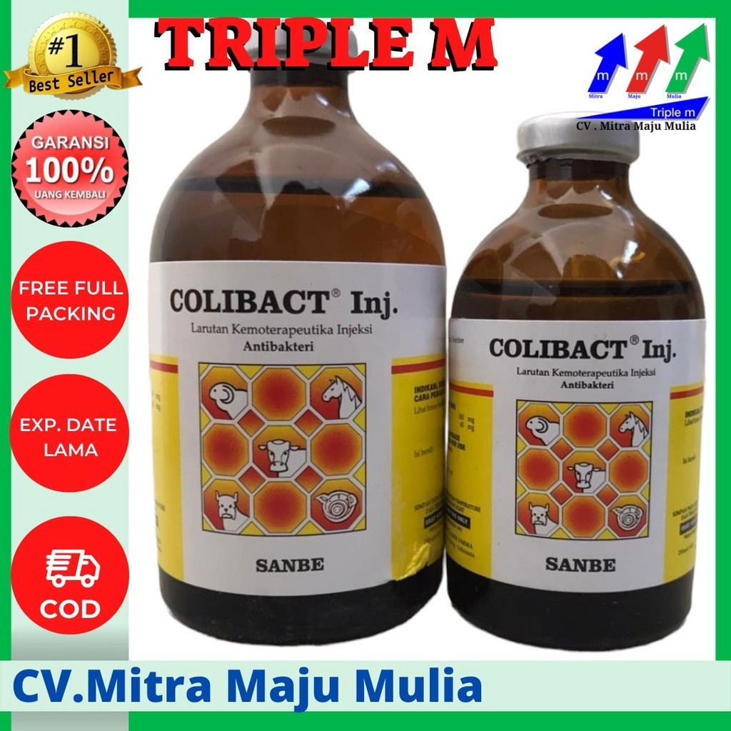 Jual Colibact injeksi 50ml 100 ml Obat Antibiotik Hewan Diare Batuk ...