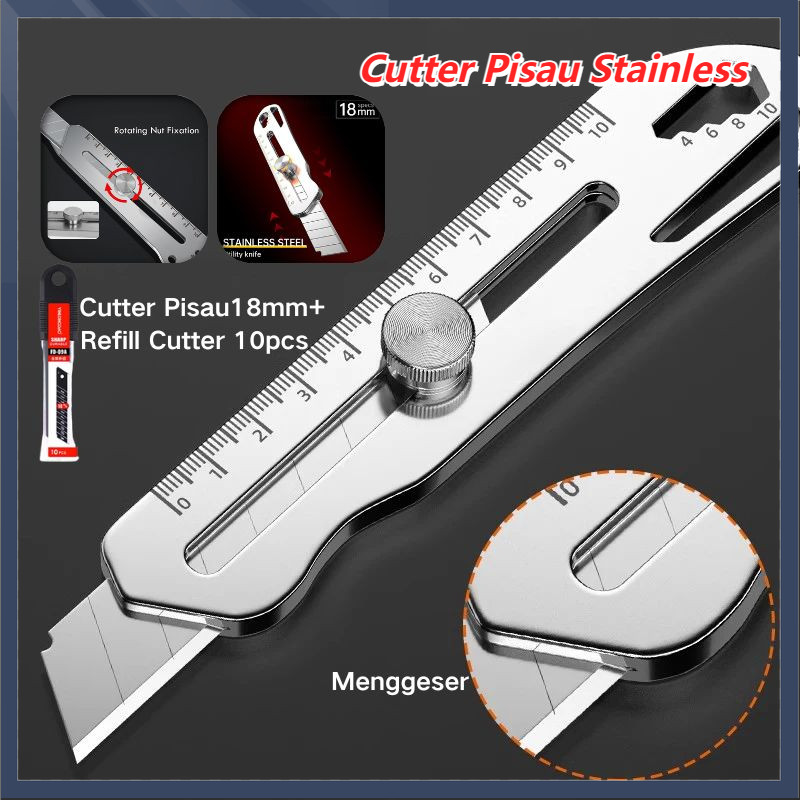 Jual 【COD】18mm Multifungsi Cutter Pisau Cutter Set Cutter Stainless ...