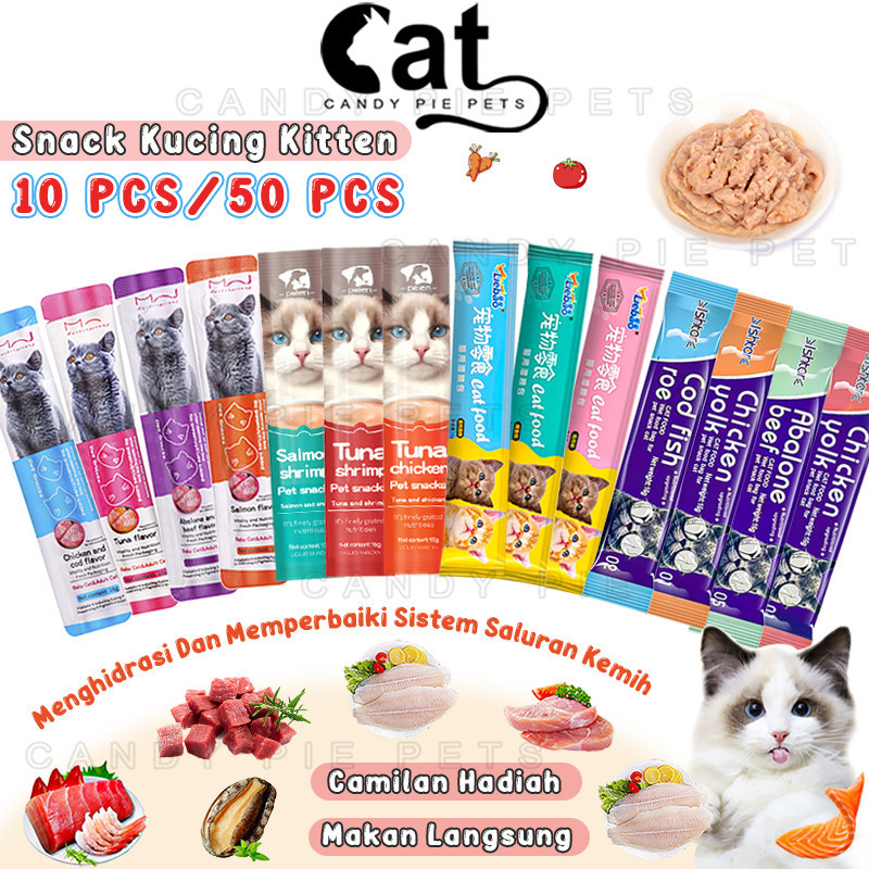 Jual 10/50pcs Camilan Kucing Creamy Treats Kucing Snack Kucing Treats ...