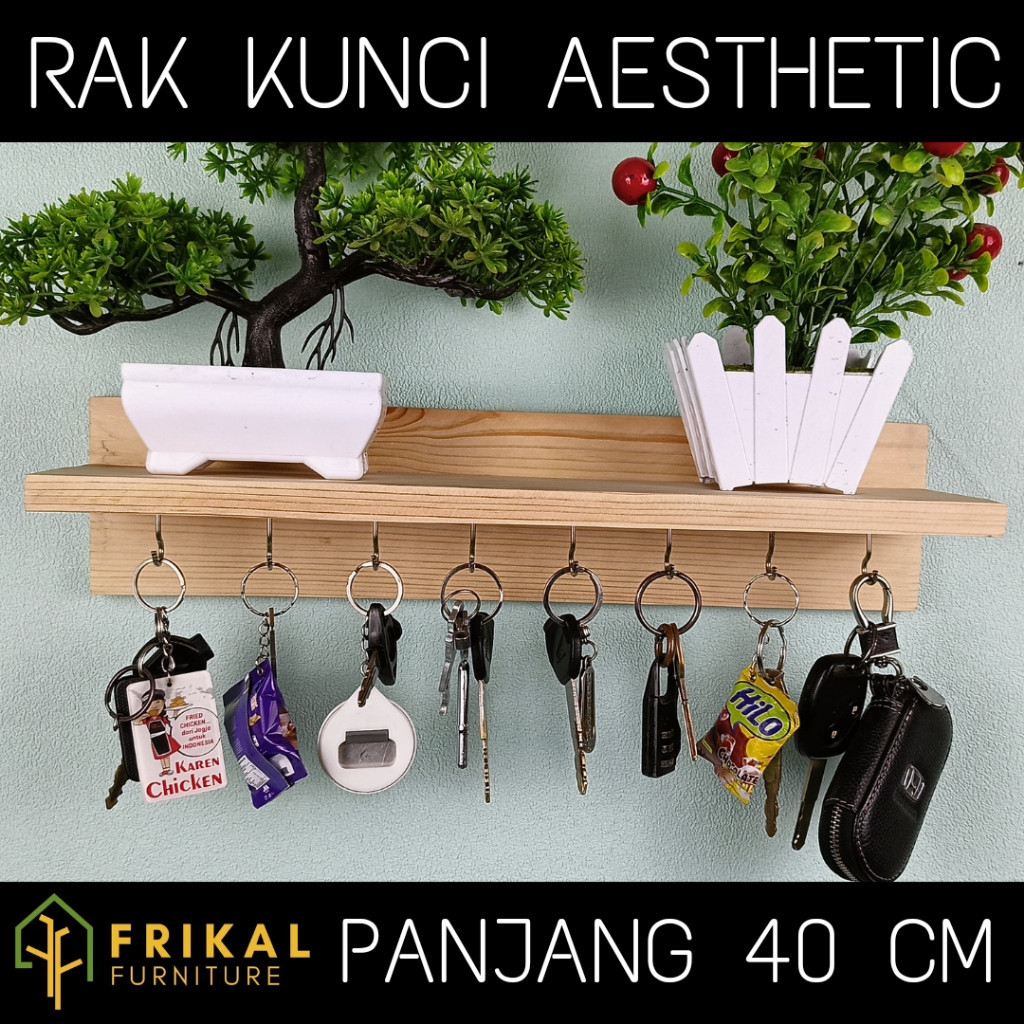 Jual Rak gantung kunci dinding kayu Aesthetic/ Rak Tempat Gantungan ...