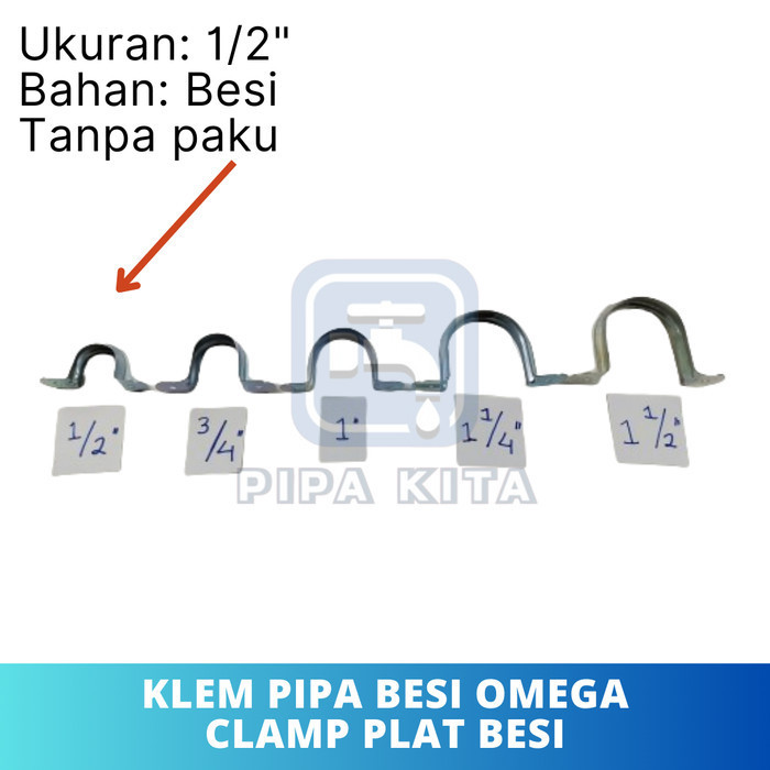 Jual Klem Clamp OCP Plat Besi 1/2 INCH OMEGA 0,5 Dim | Shopee Indonesia