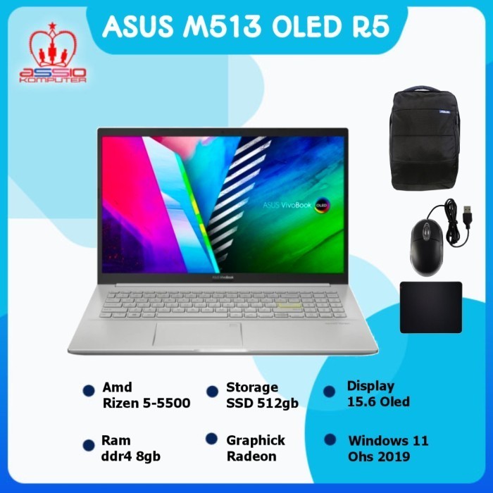Jual ASUS M513UA R5-5500U 8GB 512GB RADEON GRAPHIC 15,6" FHD OLED W10 ...