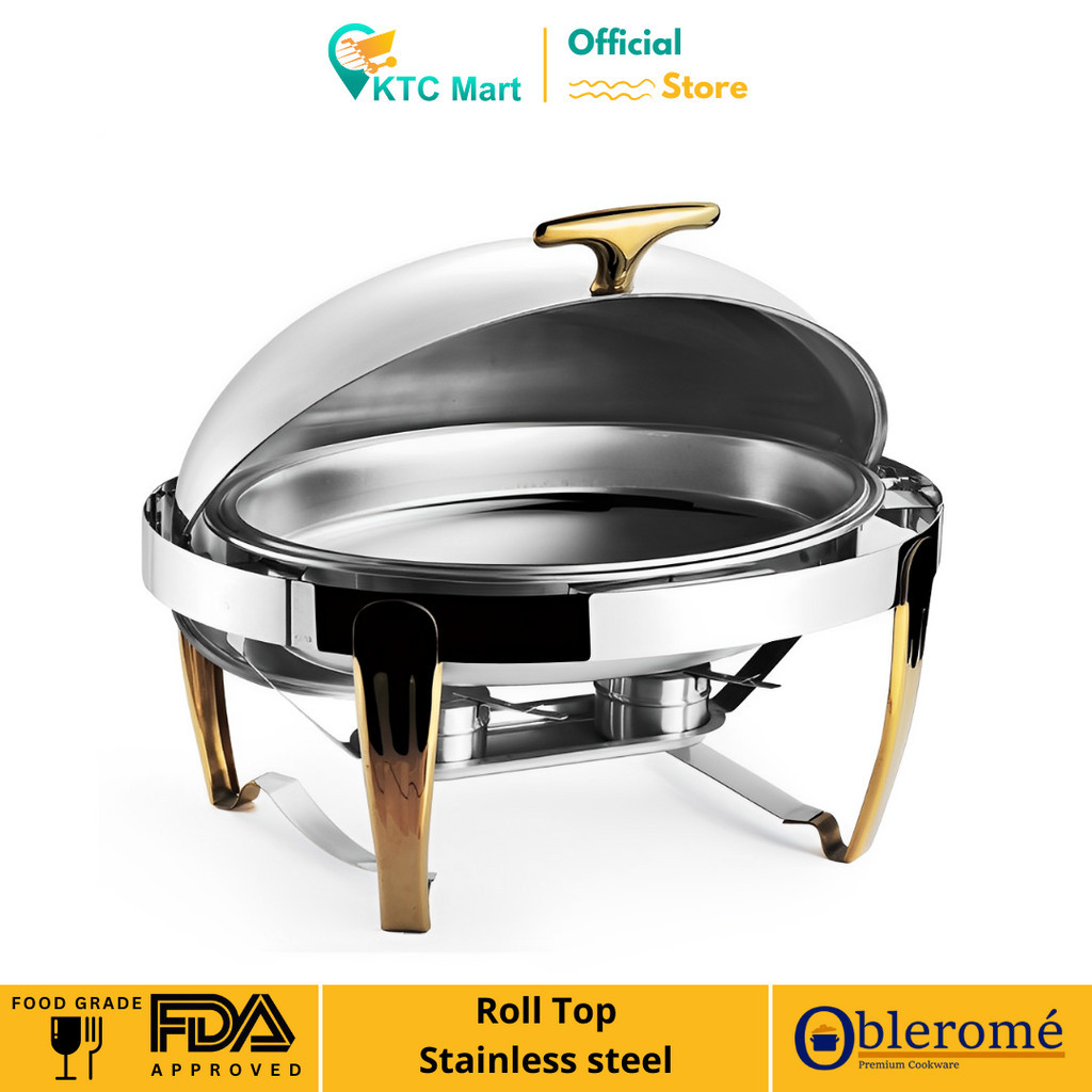 Jual OBLEROME Prasmanan Roll Top Kapasitas 8.5 Liter Silver Gold Oval ...