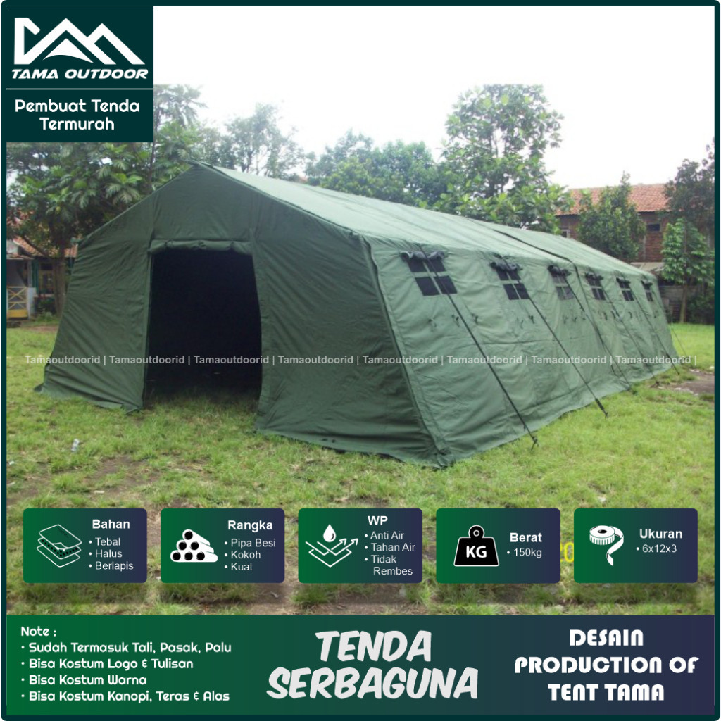 Jual Tenda Serbaguna 6M x 12M - Kapasitas 45 Orang Tni Posko Bantuan ...