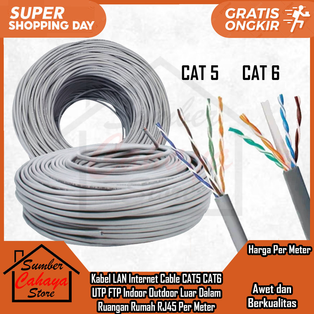 Jual Kabel LAN Internet Cable UTP FTP CAT5 CAT6 NYK Spectra Per Meter ...
