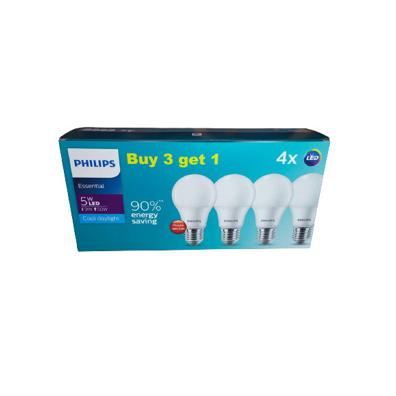 Jual Lampu Philips Essential MultiPack LED Bulb 5Watt 6500K Cool ...