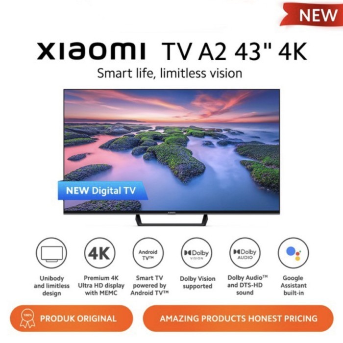 Jual Xiaomi TV A2 43" 4K UHD Dolby Audio Android TV Google Play - A2 43 ...