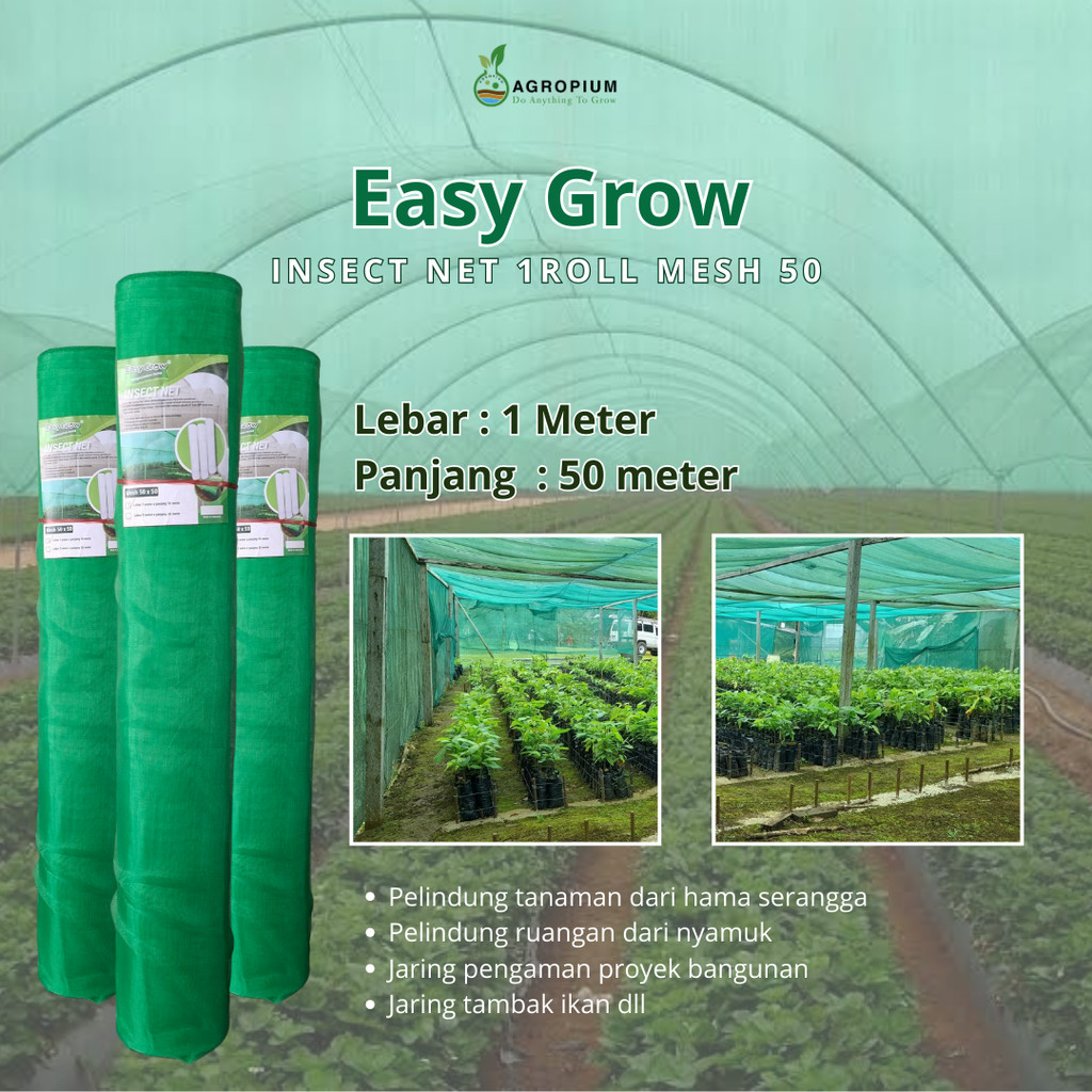 Jual Insect Net Easy Grow Jaring Green House Mesh 50 Lebar 1 Meter Roll ...