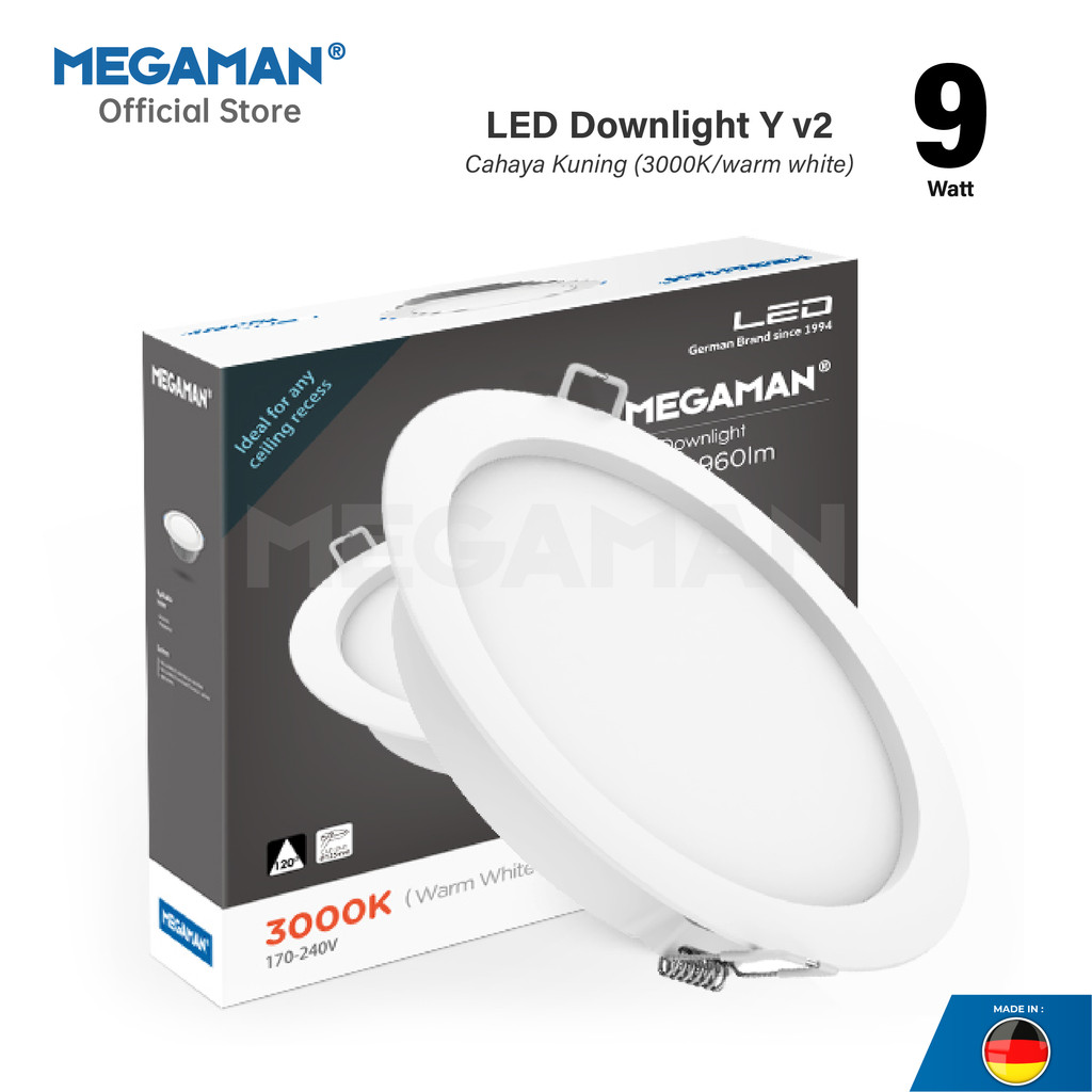 Jual Lampu Plafon LED Downlight MEGAMAN MQTL1119-Y V2 9W 170-240V 3000K/4000K/6500K | Shopee ...