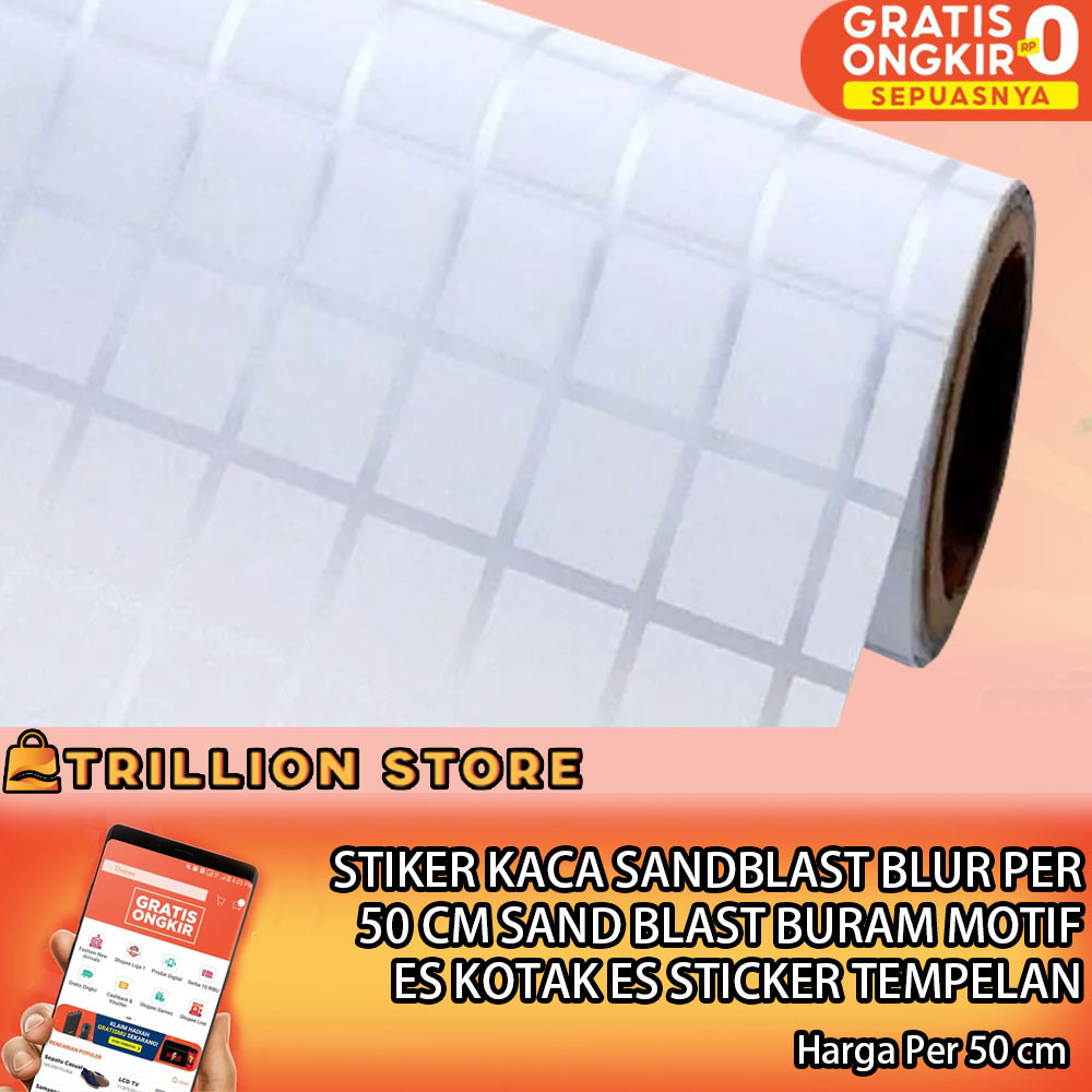 Jual Sandblast Sunblast Motif Kotak Per 50 cm Sticker Stiker Kaca Film ...