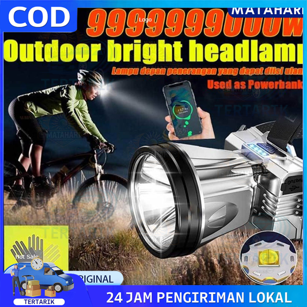 Jual LED Headlamp 500Watt Penerangan terus menerus selama 800 jam senter super terang lampu ...