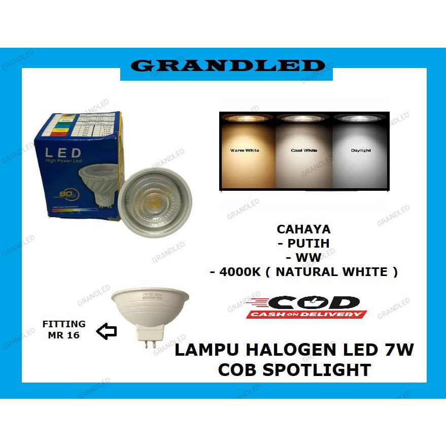 Jual LAMPU HALOGEN LED 7W COB SPOTLIGHT MR 16 TUSUK - CAHAYA SUPER ...
