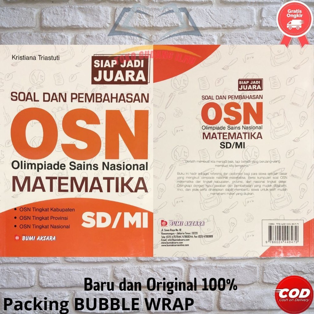 Jual Original Osn matematika sd mi siap jadi juara olimpiade sains nasional penerbit Bumi Aksara ...