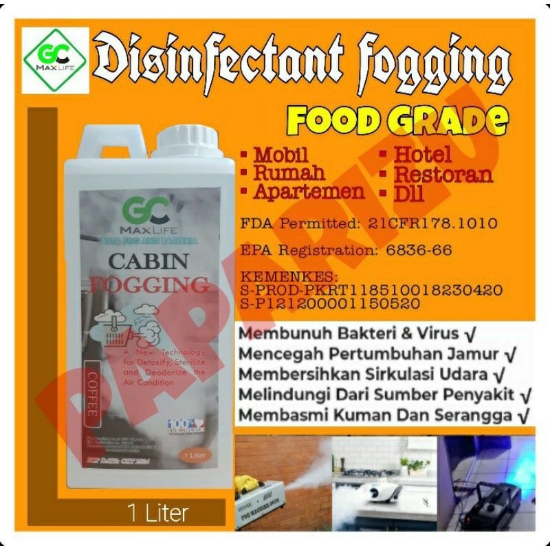 Jual Jual Disinfectan Fogging FOOD GRADE Cairan Fogging GC Maxlife ...