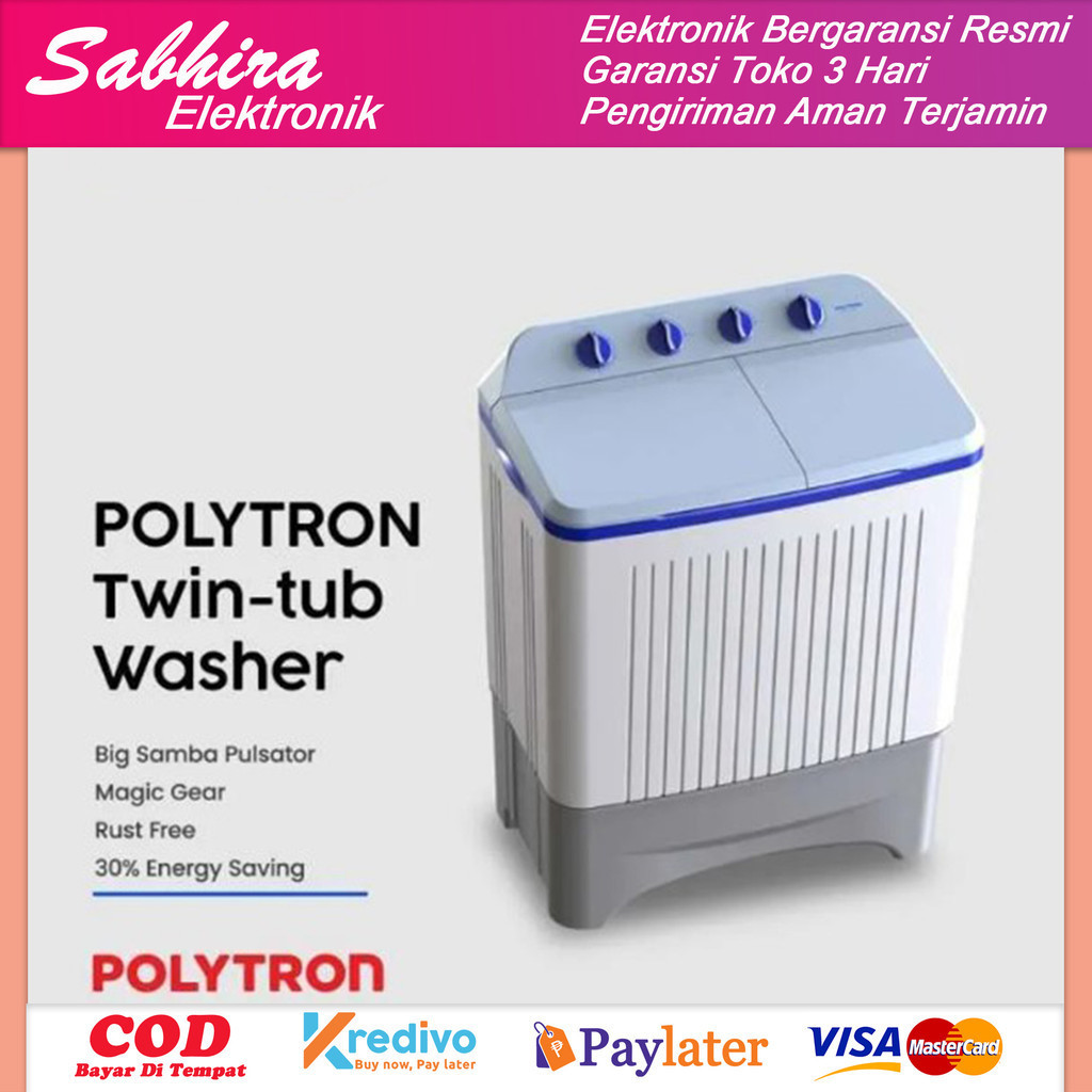 Jual Mesin cuci 2 tabung 8kg polytron pwm 8366 twin tube kapasitas ...