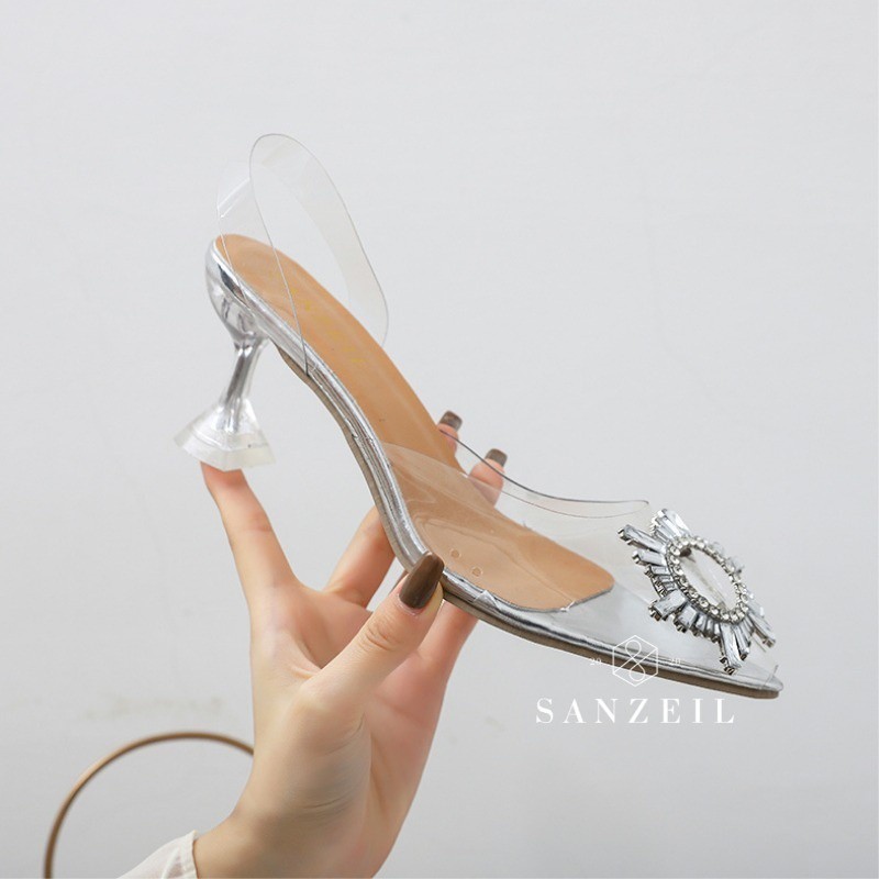Jual 0004 Sanzeil Crystal - Heels Kaca 7cm Heels Pesta | Shopee Indonesia