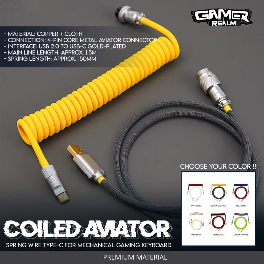 Jual Coiled Aviator Cable Spring Wire Type-C for Mechanical Gaming ...
