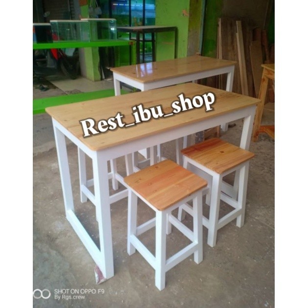 Jual meja makan, mej resto, meja kafe, kayu jati belanda 1meja 4kursi ...