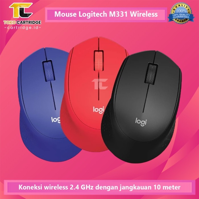 Jual Logitech Mouse B100 Black Optical USB Kabel Mouse Wireless Logitech M331 Black Red Blue ...