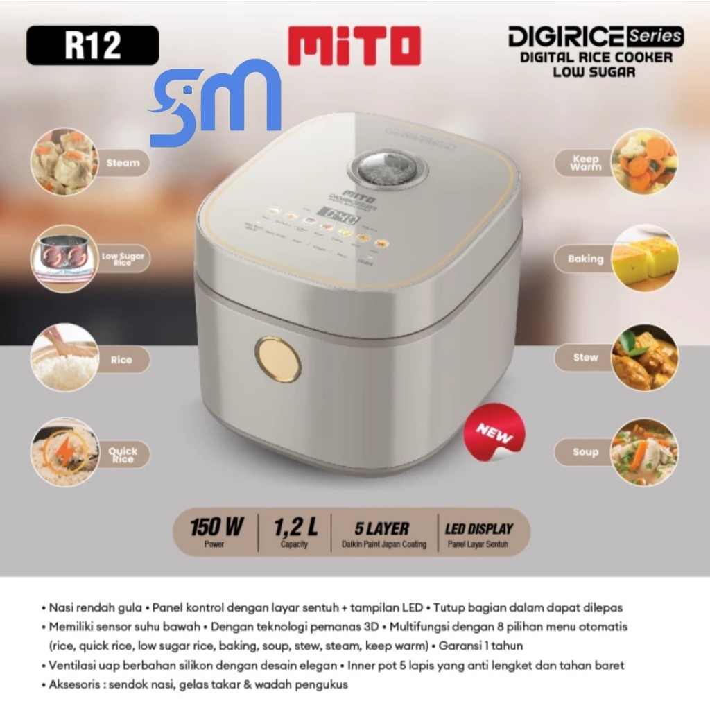 Jual Rice Cooker Mito R12 Low Sugar 1.2 Liter R-12 Magic com Digital ...