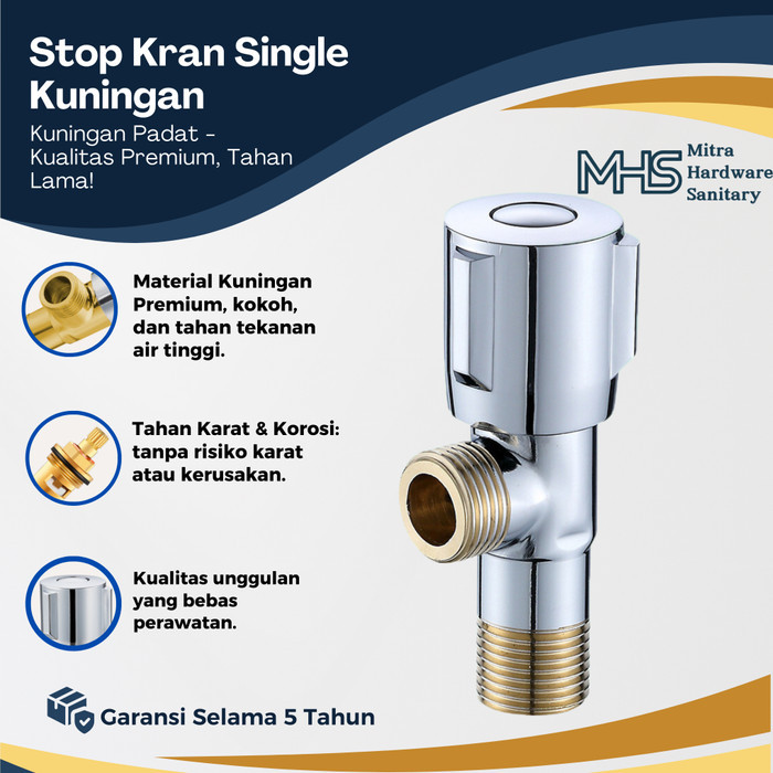 Jual Stop Kran Air Cabang Kuningan Stop Kran Single Kuningan Padat 1/2 ...