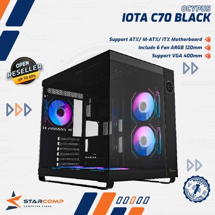 Jual OCYPUS IOTA C70 ARGB ATX Case Panoramic Display Mid Tower Include ...