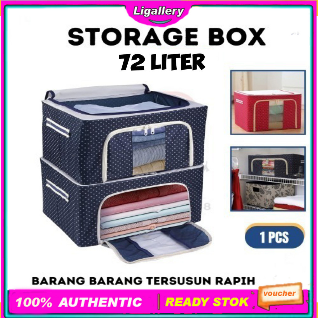Jual Storage Box Tempat Penyimpanan Baju Mainan Pakaian Multifungsi 72 L Kotak Organizer FRAME ...