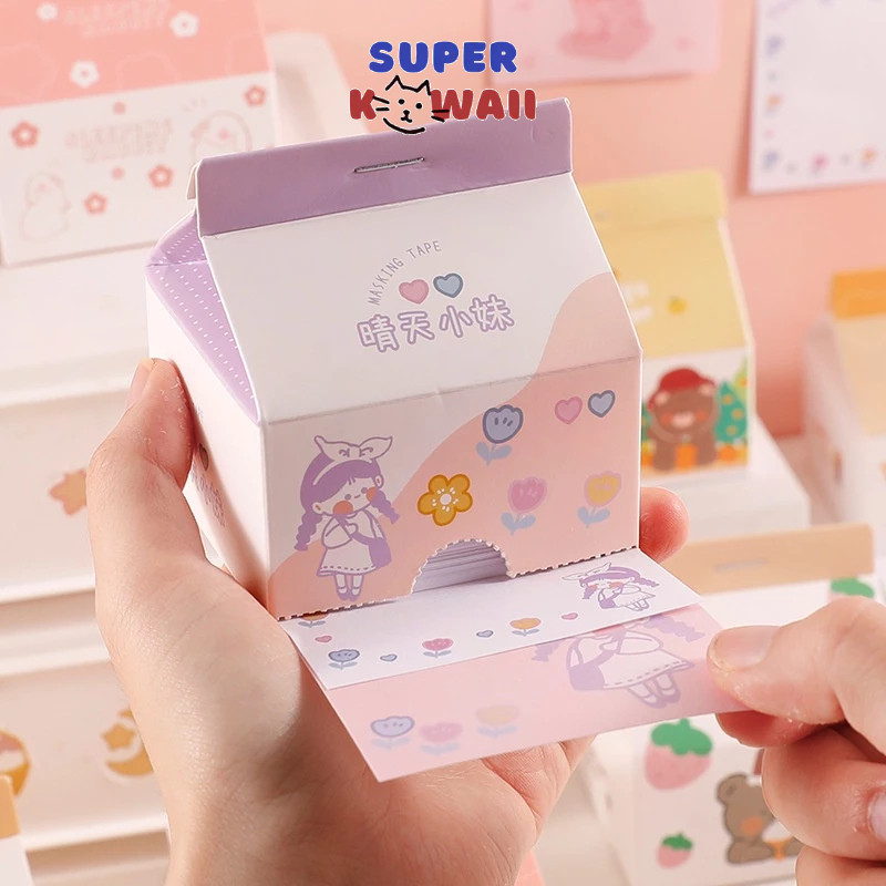Jual Super Kawaii - [SK92] note pad sticky notes bentuk milk box kotak ...