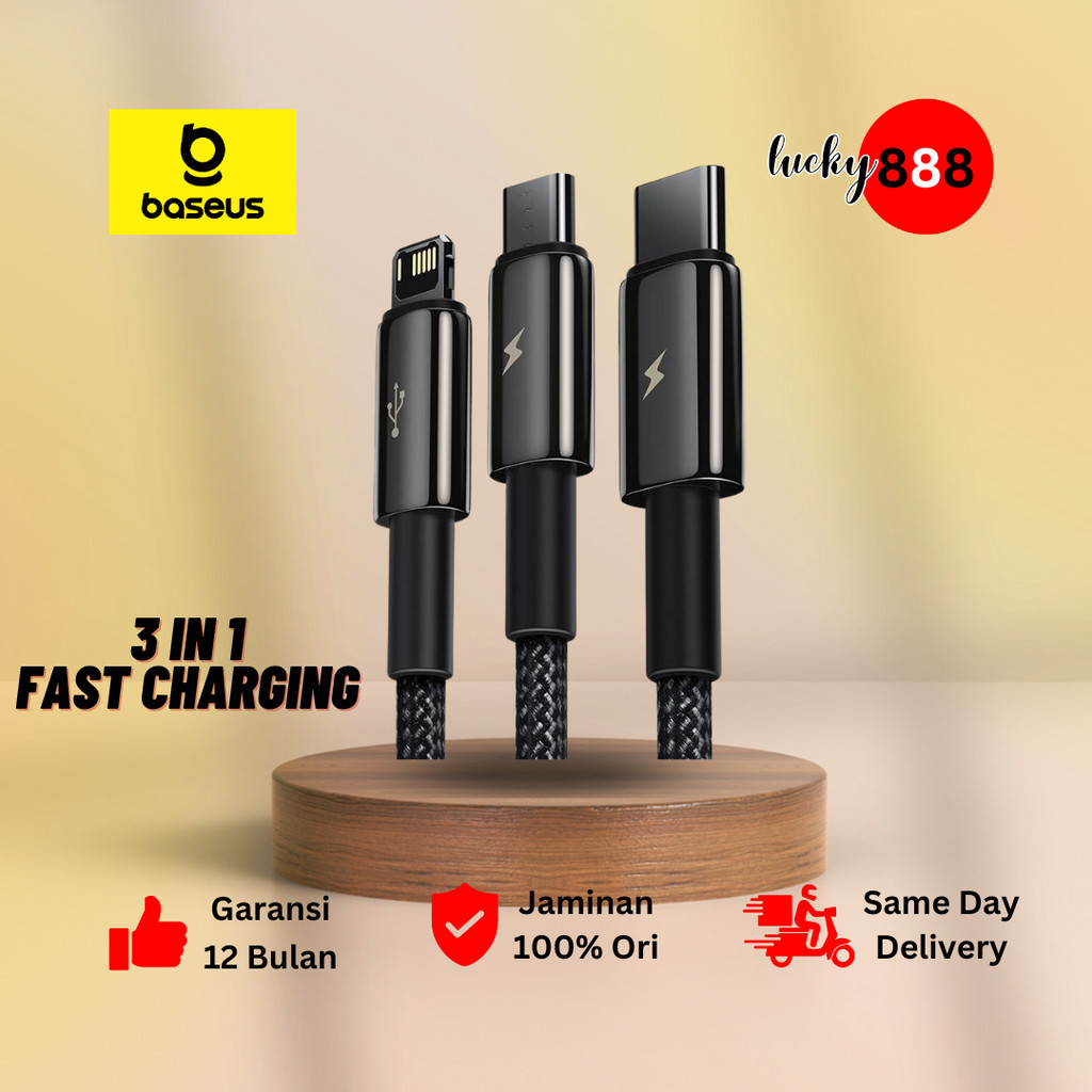 Jual Baseus Original Tungsten Kabel Data 3 in 1 Micro USB Type C ...