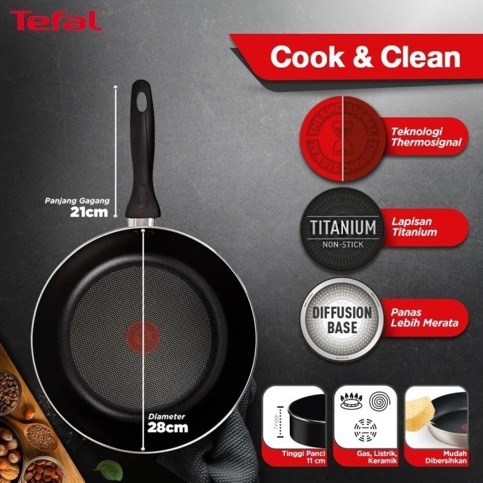 Jual Tefal Cook & Clean Frypan 28cm Wajan Anti Lengket FS | Shopee Indonesia