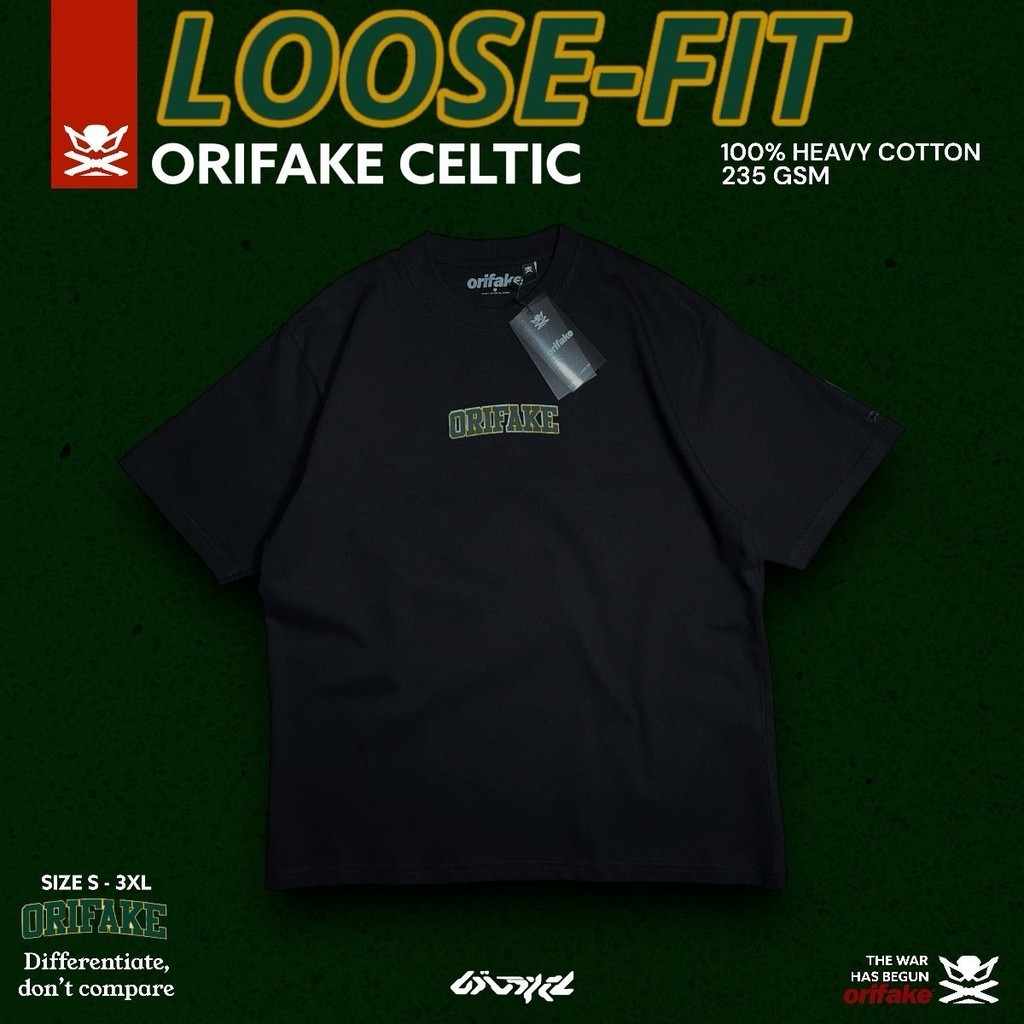 Jual Orifake - T SHIRT LOOSE FIT DESIGN CELTIC HEAVY WEIGHT COTTON ...