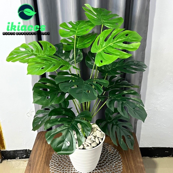 Jual DAUN MONSTERA ARTIFISIAL JUMBO POT BUNGA MONSTERA 18 CABANG DAUN ...