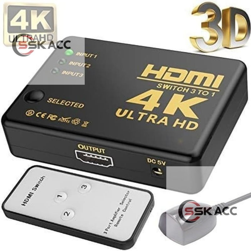 Jual HDMI Switch 3port Remote - Hdmi Switcher 3 Port Ultra HD 4K with ...