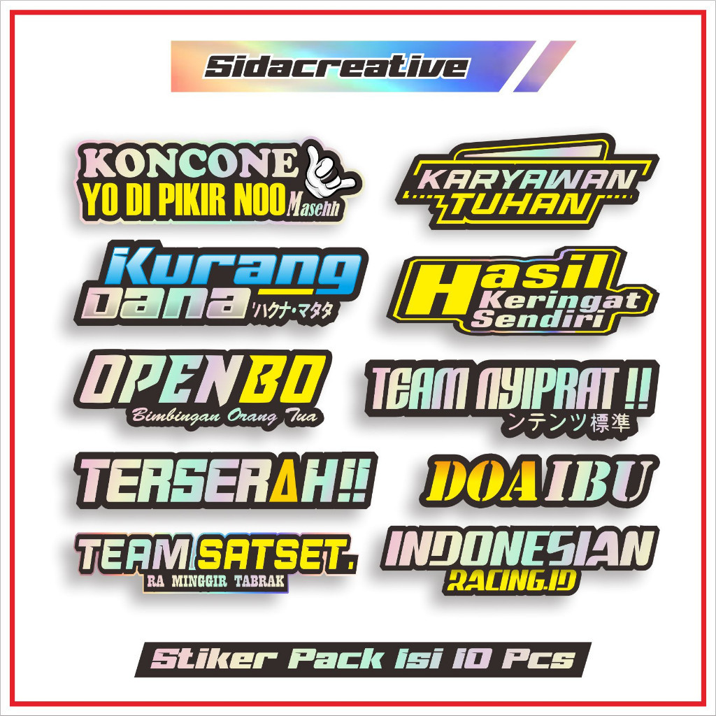 Jual JDM Project- Stiker Racing Hologram Kata Kata Lucu Anti Air ...