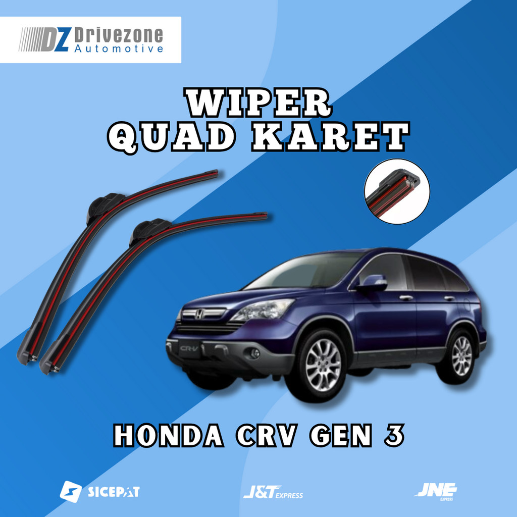 Jual Wiper Mobil Honda CRV 2007-2012 / CR-V Gen 3 - Model Frameless Quad Blade 1 Set Kiri Kanan ...