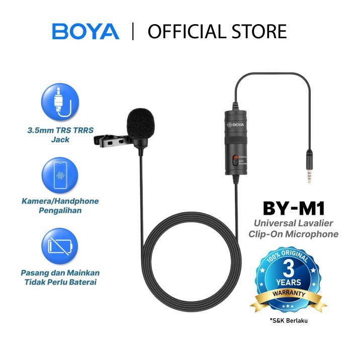 Jual BOYA [Official Store] BY-M1 Pro II Lavalier Clip On Mic Microphone - M1 | Shopee Indonesia