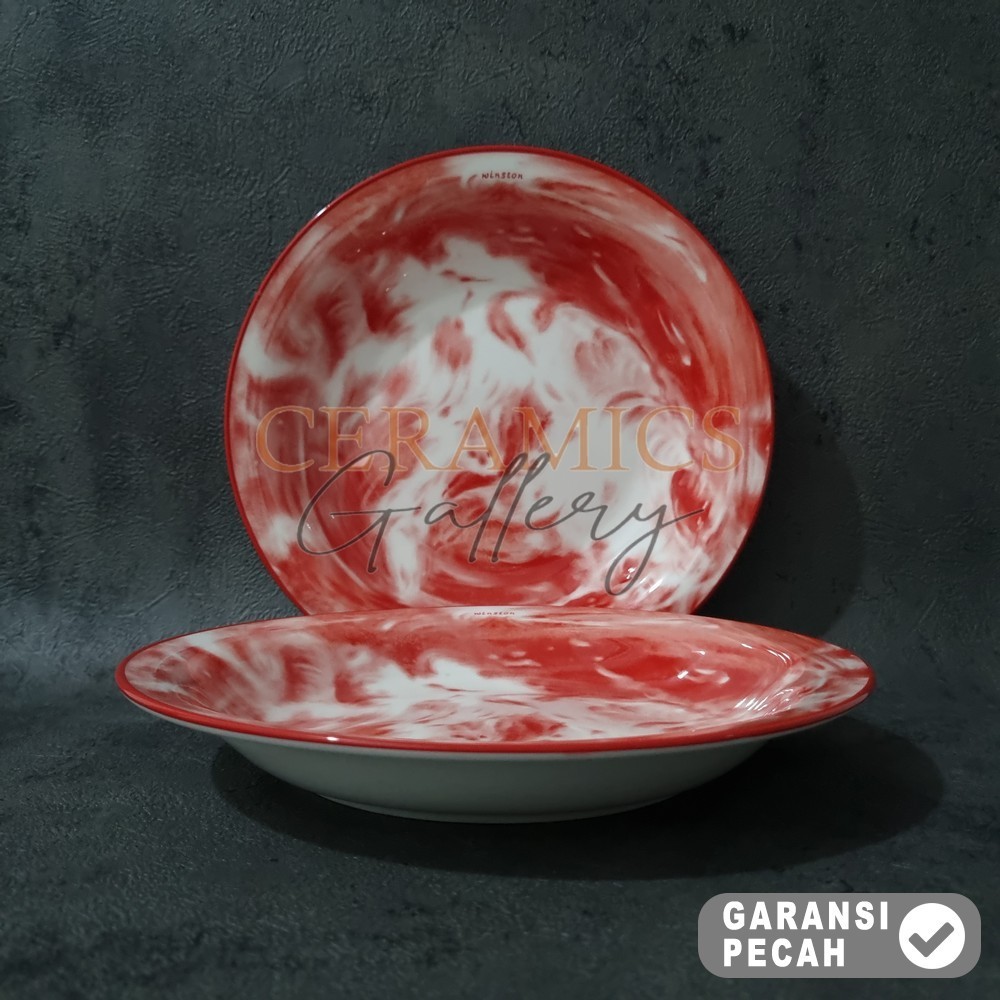 Jual WINSTON 1pcs Piring Keramik 9,25in SMOKY MERAH Piring Makan Piring ...