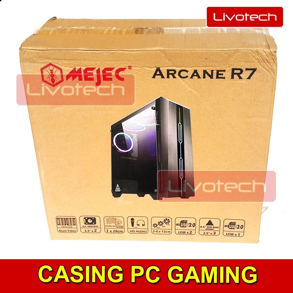Jual Casing PC Arcane R7 Mejec Gaming Tempered Glass Case Komputer ...