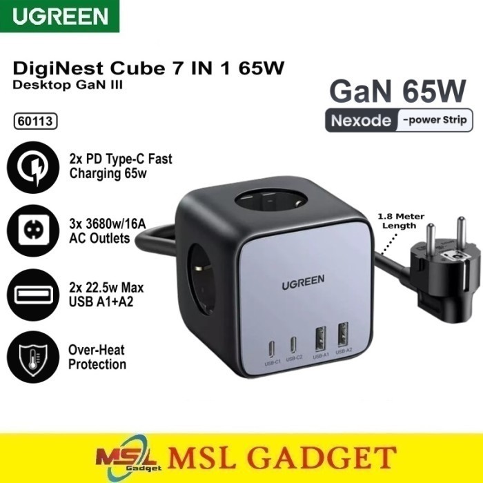 Jual UGREEN Desktop Charger Station 65W GaN DigiNest Cube Multi Port ...
