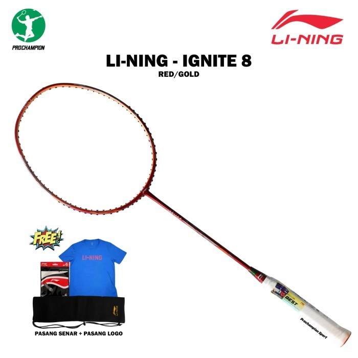 Jual Raket Badminton Lining Ignite 8 Red Gold | Shopee Indonesia