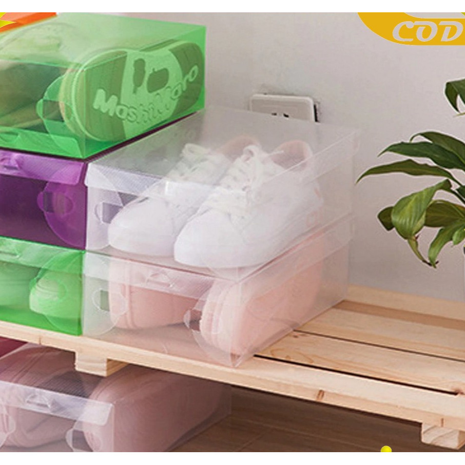Jual Kotak Sepatu Tebal Shoes Box Sepatu Transparan Kotak Rak Susun ...