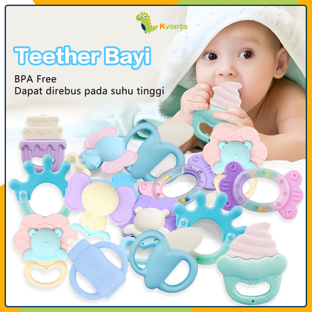 Jual Kyopta Mainan teether gigitan rattle stick bayi BPA Free Genggam ...