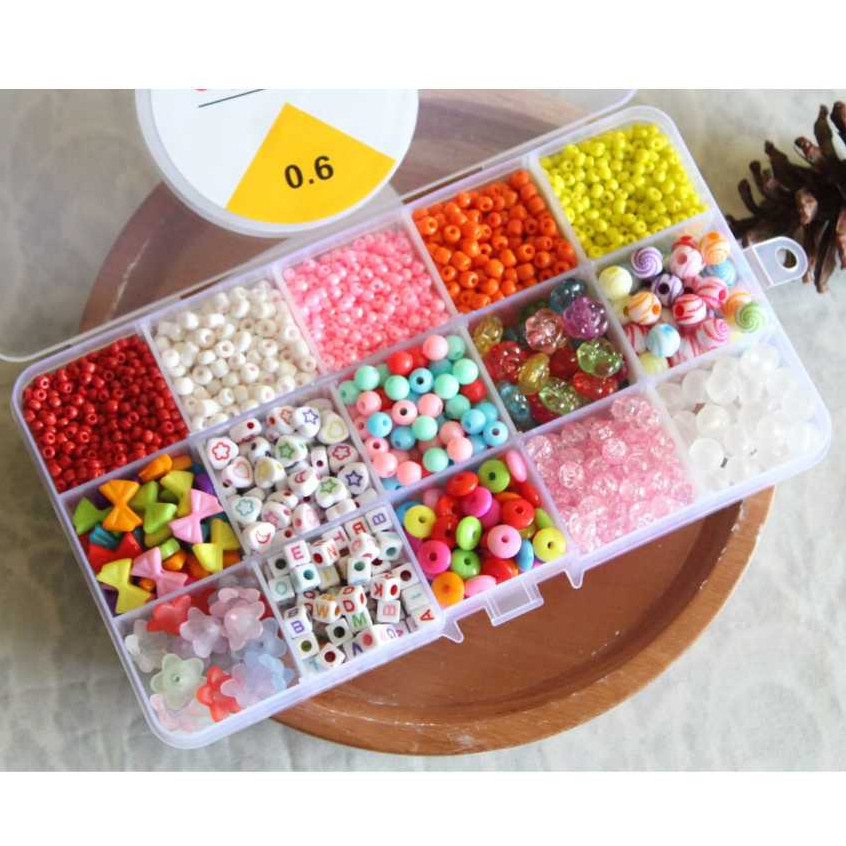 Jual Satu Paket Meronce Sekat 15 - DIY Beads Kit - Manik Set Box ...