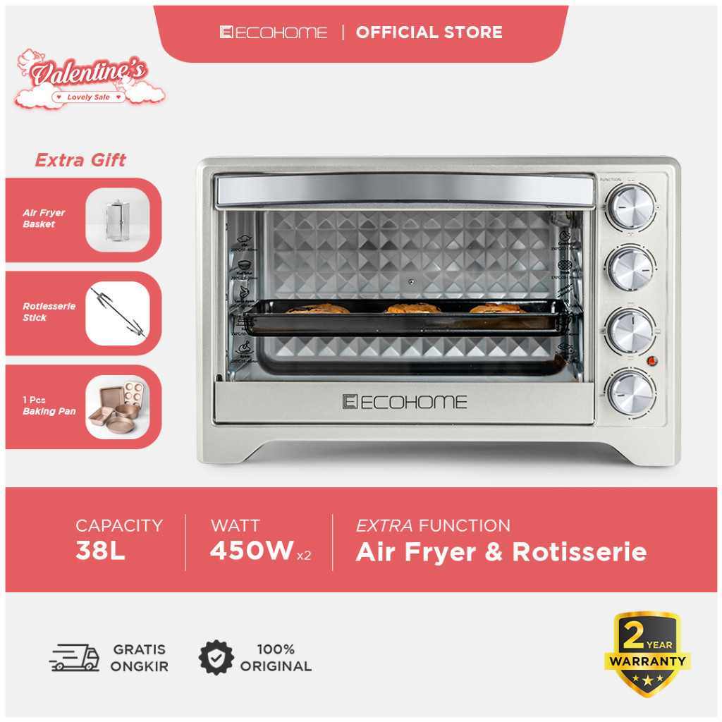 Jual ECOHOME Electric Oven Platinum Pearl White EOP-888 38L Low Watt ...