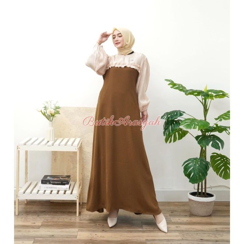 Jual MM45NN Gamis Syifaa Crinkle airflow Mix Shimmer Silky (free Bros ...
