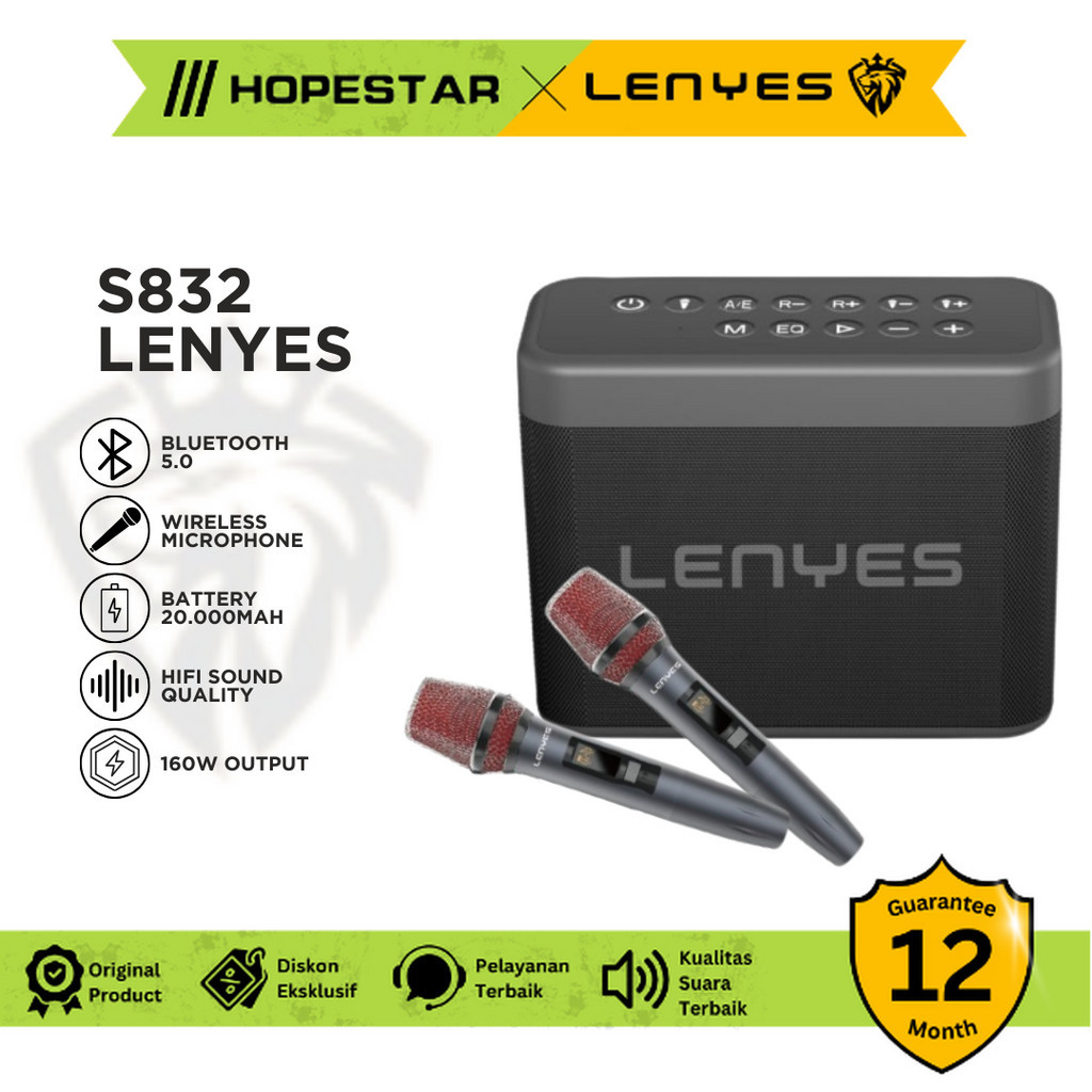 Jual Lenyes S832 Speaker Bluetooth Karaoke Portable Wireless 200w ...