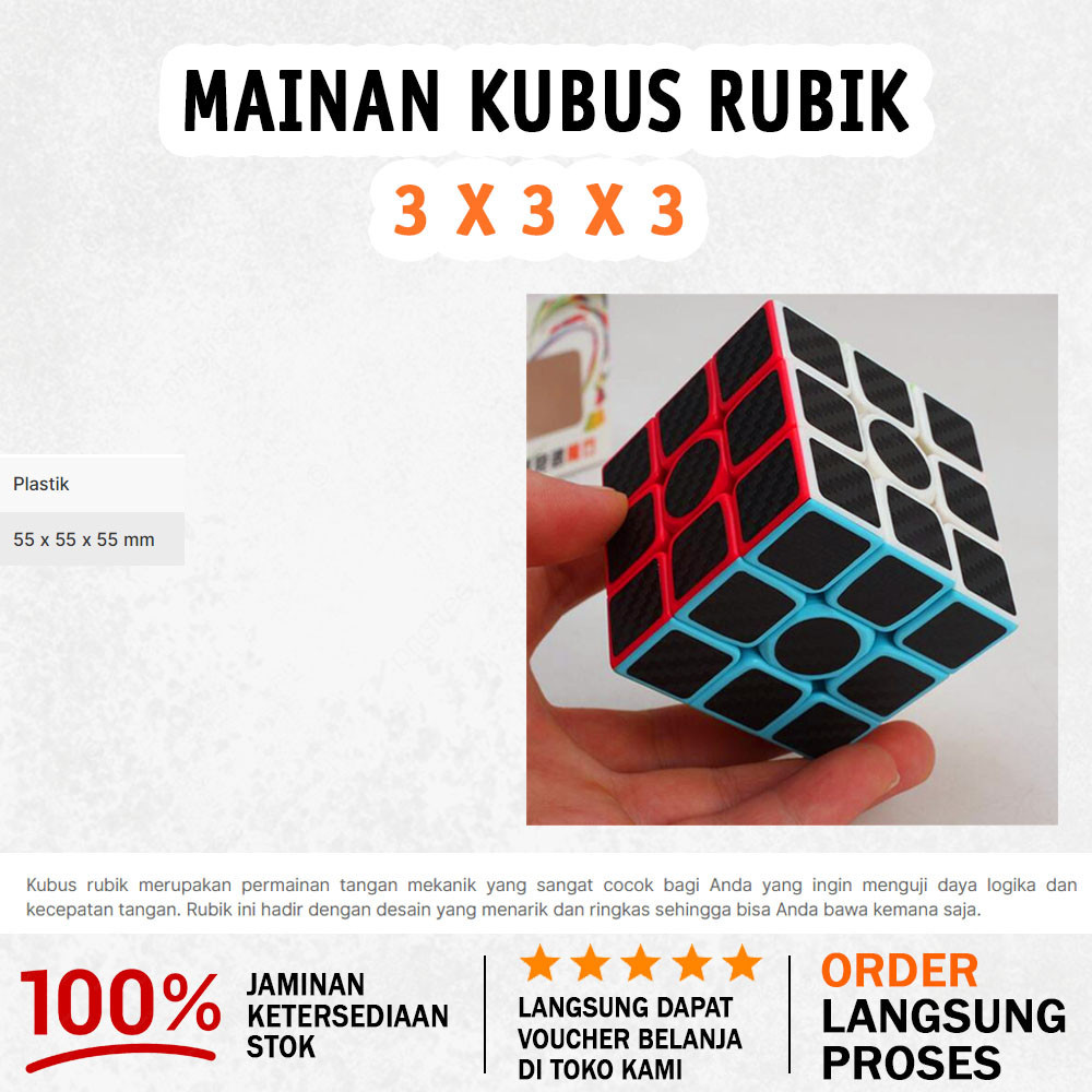 Jual Mainan Kubus Rubik Magic Cube 3 x 3 x 3 | Tersedia Warna - Mix ...