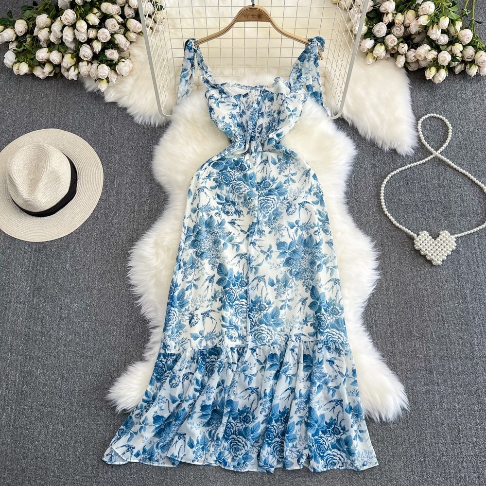 Jual dress biru muda korean style long sexy wanita dress elegant pas ...