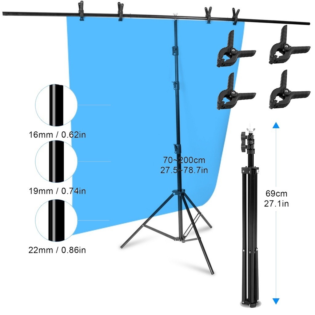 Jual T-Shape Meking Stand + 4 Clamp Clip Background Backdrop ...