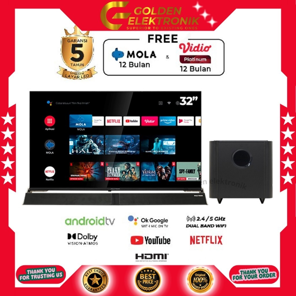 Jual Led Tv POLYTRON Smart Cinemax Soundbar TV 32 inch PLD 32BAG9858 | Shopee Indonesia